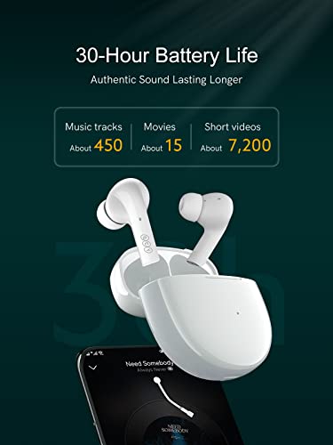 QCY MeloBuds Wireless Earbuds T18 Multipoint Connection Headphones, QCC3050 Bluetooth 5.2 in Ear Lightweight Stereo Earphones, aptX Adaptive Studio Sound Headset, aptX Voice, 30H Playtime