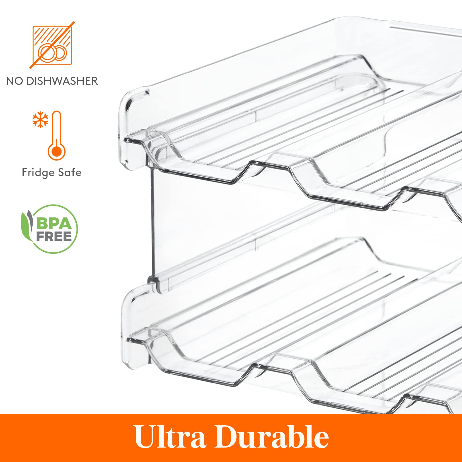 Lifewit Stackable Water Bottle Organizer for Cabinet, Freezer, Pantry - Plastic Cup Holder, Wine Racks for Kitchen Tabletop Storage, Cupboard, Office - Pack of 2, Each Rack Holds 4 Containers