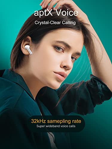 QCY MeloBuds Wireless Earbuds T18 Multipoint Connection Headphones, QCC3050 Bluetooth 5.2 in Ear Lightweight Stereo Earphones, aptX Adaptive Studio Sound Headset, aptX Voice, 30H Playtime