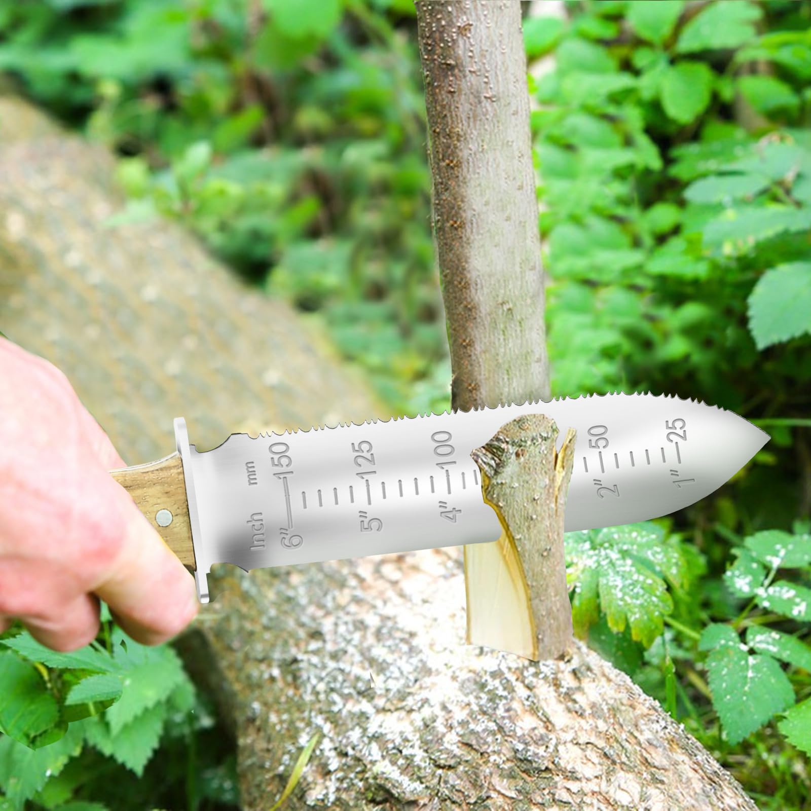 GARTOL Hori Hori Garden Knife, Garden Tools with Sheath for Weeding, Digging, Cutting and Planting, with 7" Stainless Steel Blade, Full-Tang Wood Handle with Hanging Hole and Sharpening Stone
