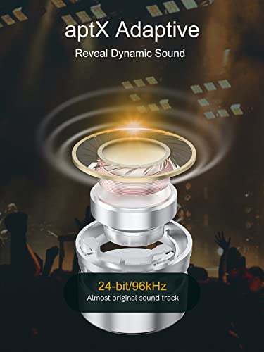 QCY MeloBuds Wireless Earbuds T18 Multipoint Connection Headphones, QCC3050 Bluetooth 5.2 in Ear Lightweight Stereo Earphones, aptX Adaptive Studio Sound Headset, aptX Voice, 30H Playtime