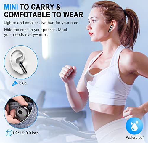 MAXROCK True Wireless Earbuds,TWS Bluetooth Headphones Stereo Powerful Sound TWS Earphones,30H Playtime,Sweat Proof Dual Bluetooth 5.2 Headset with Built-in Mic for Sports,Transparency Black (Black)