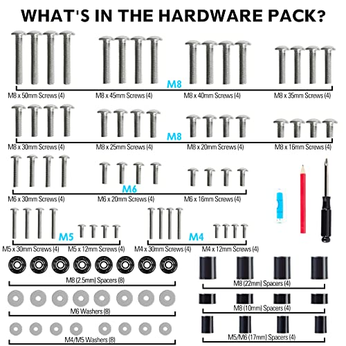 Mounting Dream Universal TV Mounting Hardware TV Wall Mounts Hardware Kit Fits All TVs, Screw for TV Mount with M4, M5, M6, M8 TV Screws, Spacers and Washers for Samsung TV up to 82 inch MD5756
