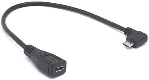 Micro USB Left Angle,Micro USB Extension Cable, 90 Degree Micro-B Male to Female Extension Cable, Data Transferring Cable Suitable for Samsung, HTC, Huawefti, Driving Recorder,Sony and More (2 pack)