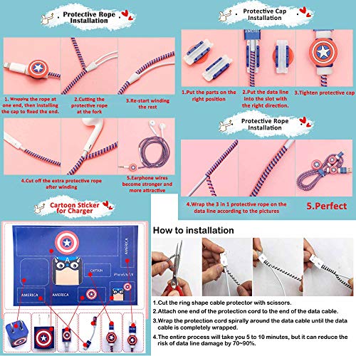 ZOEAST(TM) DIY Animal Cartoon Cable Protector ET 5W/18W/20W USB Charger Saver Charging Data Earphone Line Bite Organizor Compatible with All iPhone 7 8 X 11 12 13 14 Pro Max USB Wire (Stitch Upgrade)