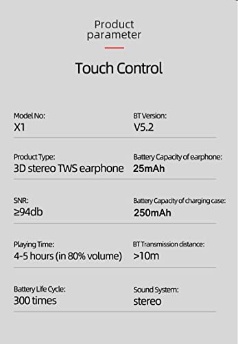 Kawii Wireless Bluetooth Earbuds X1, Headphones 50H Playtime with LED Digital Display Charging Case, Waterproof Earphones with Mic for Android iOS Cell Phone Computer Laptop