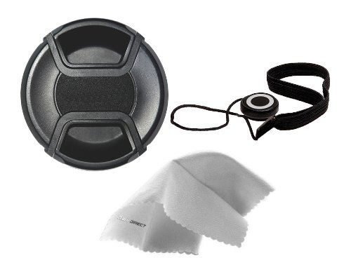 Canon Rebel T5 Lens Cap Center Pinch (72mm) + Lens Cap Holder + Nw Direct Microfiber Cleaning Cloth.