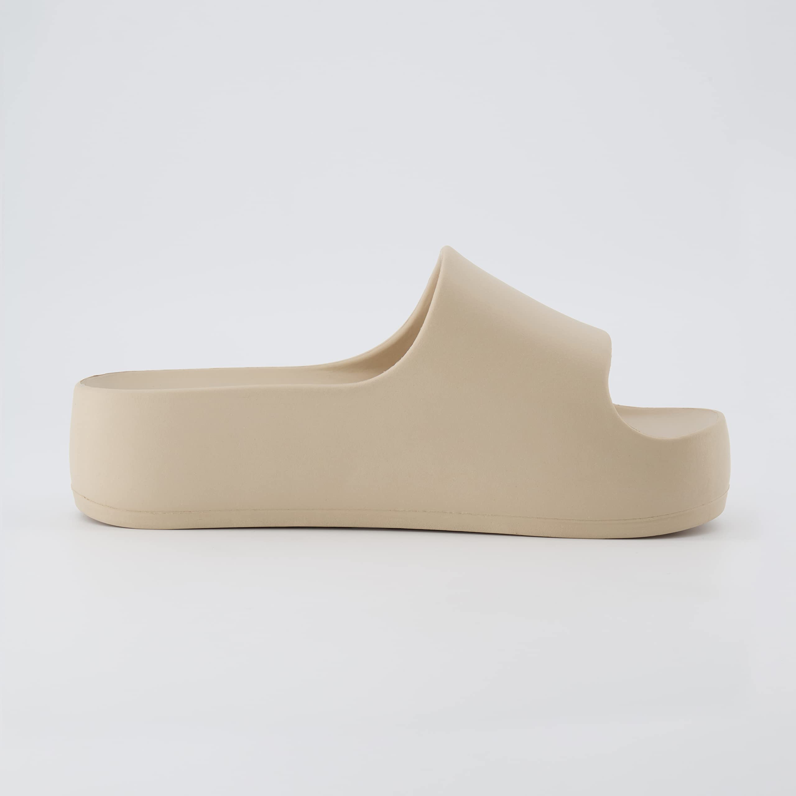 CUSHIONAIRE Women's Ninja platform slide sandal with +Comfort, Khaki 10