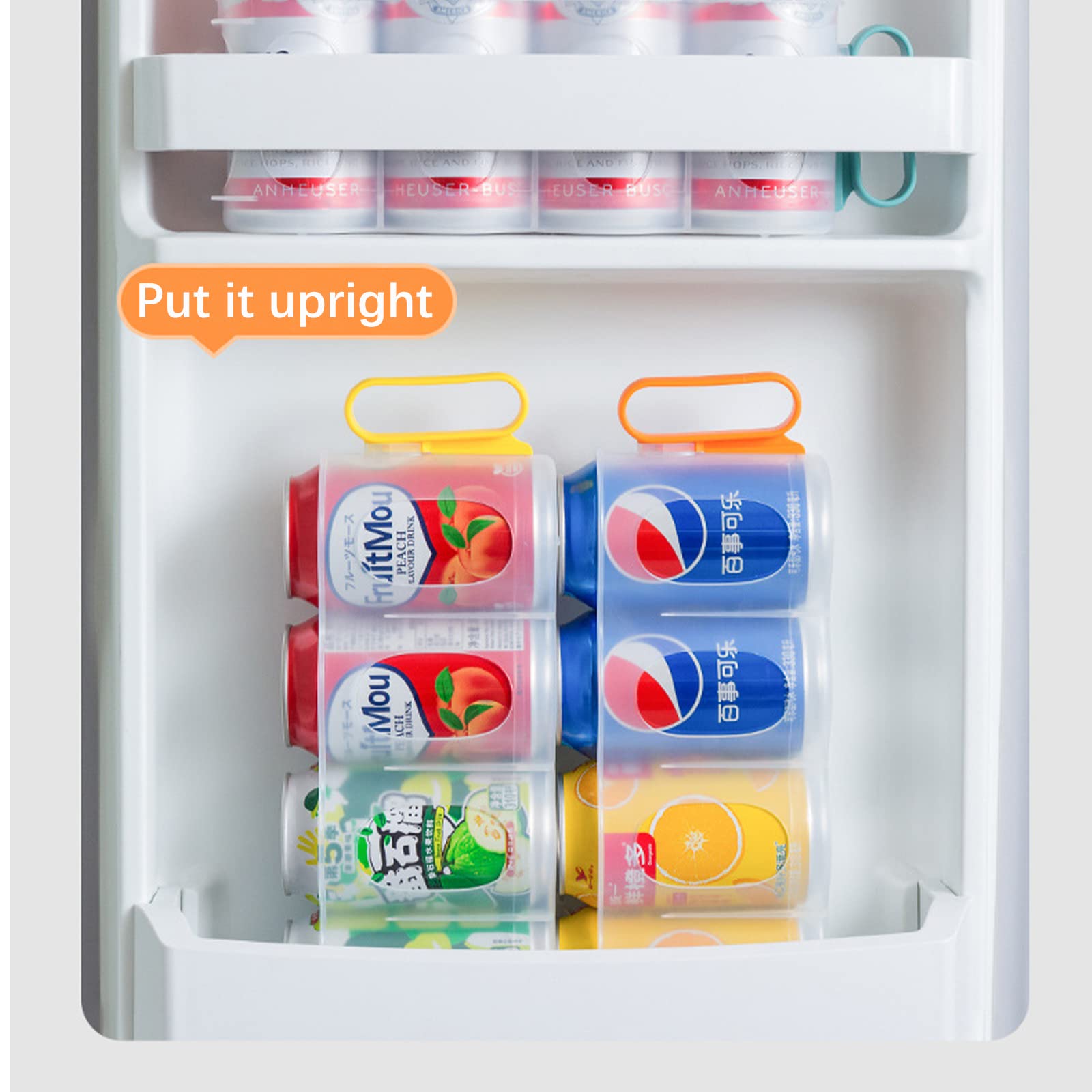 belupai 3PCS Portable Soda Can Organizer for Refrigerator, Clear Plastic Fridge Soda Can Organizer with Removeable Handle, Beer Can Racks Refrigerator Storage Sliders for Kitchen