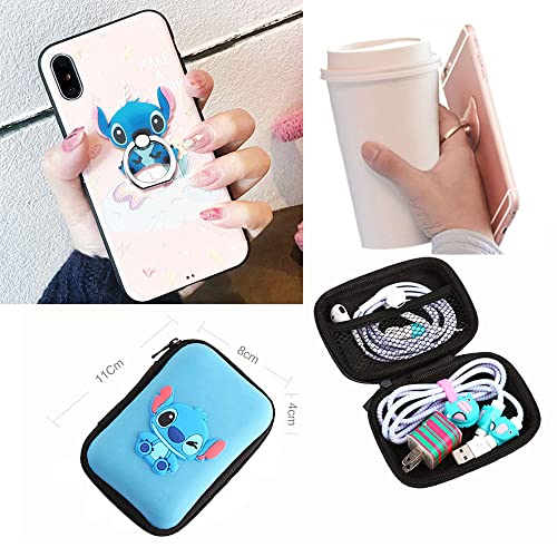 ZOEAST(TM) DIY Animal Cartoon Cable Protector ET 5W/18W/20W USB Charger Saver Charging Data Earphone Line Bite Organizor Compatible with All iPhone 7 8 X 11 12 13 14 Pro Max USB Wire (Stitch Upgrade)