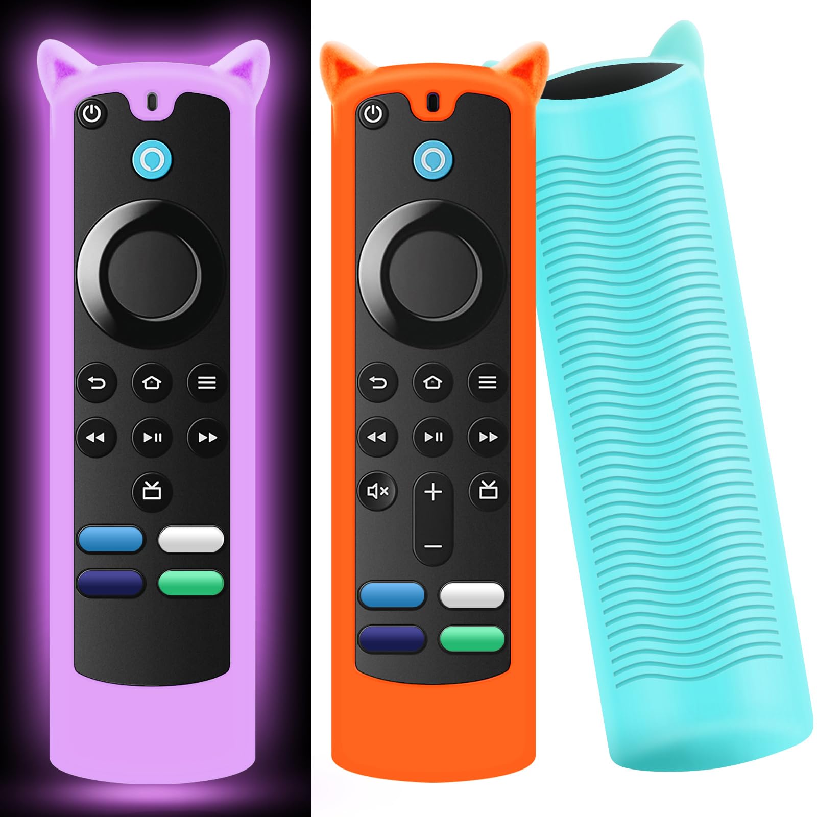 Wevove [3 Pack] Silicone Remote 3rd gen Cover with Lanyard, Anti-Slip Soft Silicone Protective Controller Case (Only Purple Glow in The Dark)