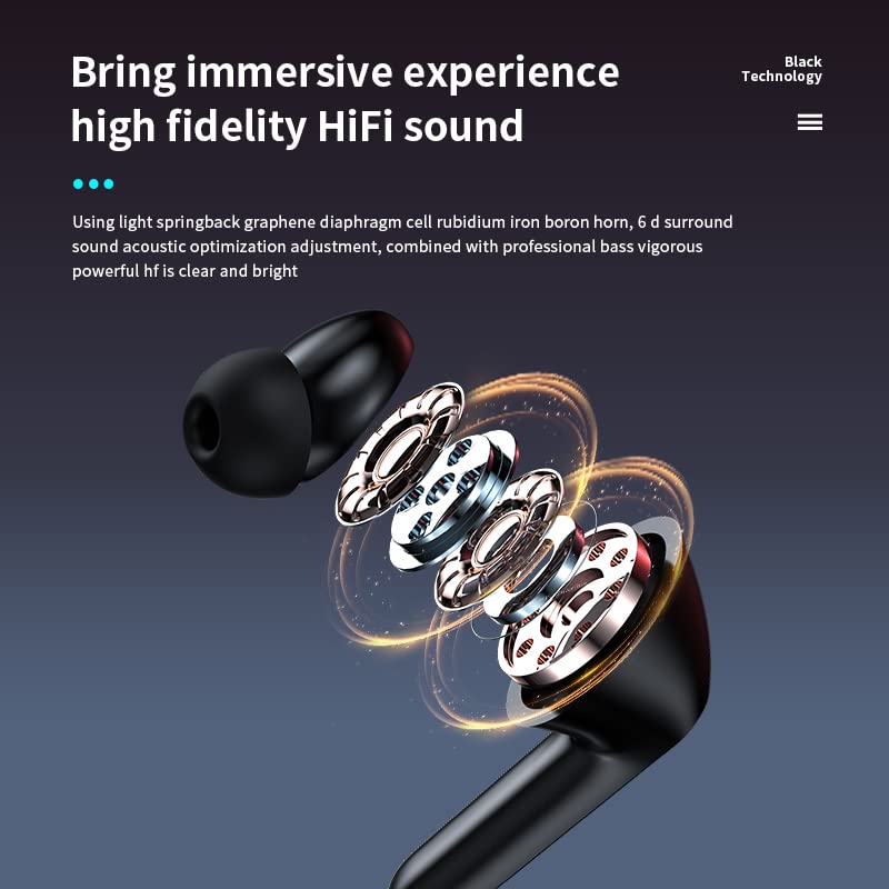 TEGAX Black Wireless Earbuds Headphones Touch Control with Wireless Charging Case ,IPX8 Waterproof Stereo Earphones in-Ear Built-in Mic Headset for Sport Work, (S20)