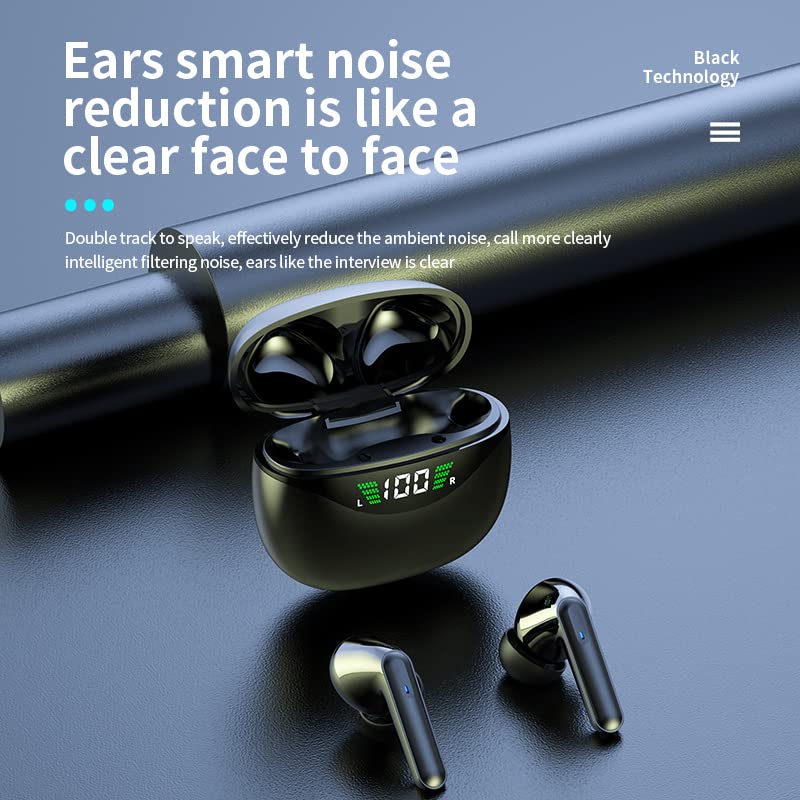 TEGAX Black Wireless Earbuds Headphones Touch Control with Wireless Charging Case ,IPX8 Waterproof Stereo Earphones in-Ear Built-in Mic Headset for Sport Work, (S20)