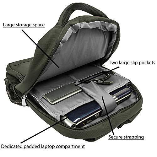 Green Laptop Backpack 15-inch Anti-Theft Made for Lenovo IdeaPad, ThinkPad, ChromeBook, Legion, ThinkBook, Creator, Yoga