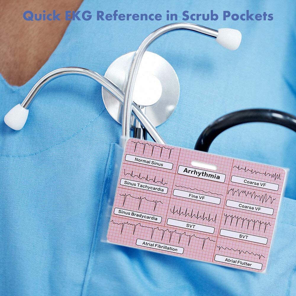 Lisol EKG Badge Cards - Nurse EKG Leads Badge Buddy Nursing ECG Caliper Tool Cardiac Rhythm Strips Interpretation Cheat Sheets for Badge ACLS Reference Card Ruler Medical Accessories Telemetry Reader