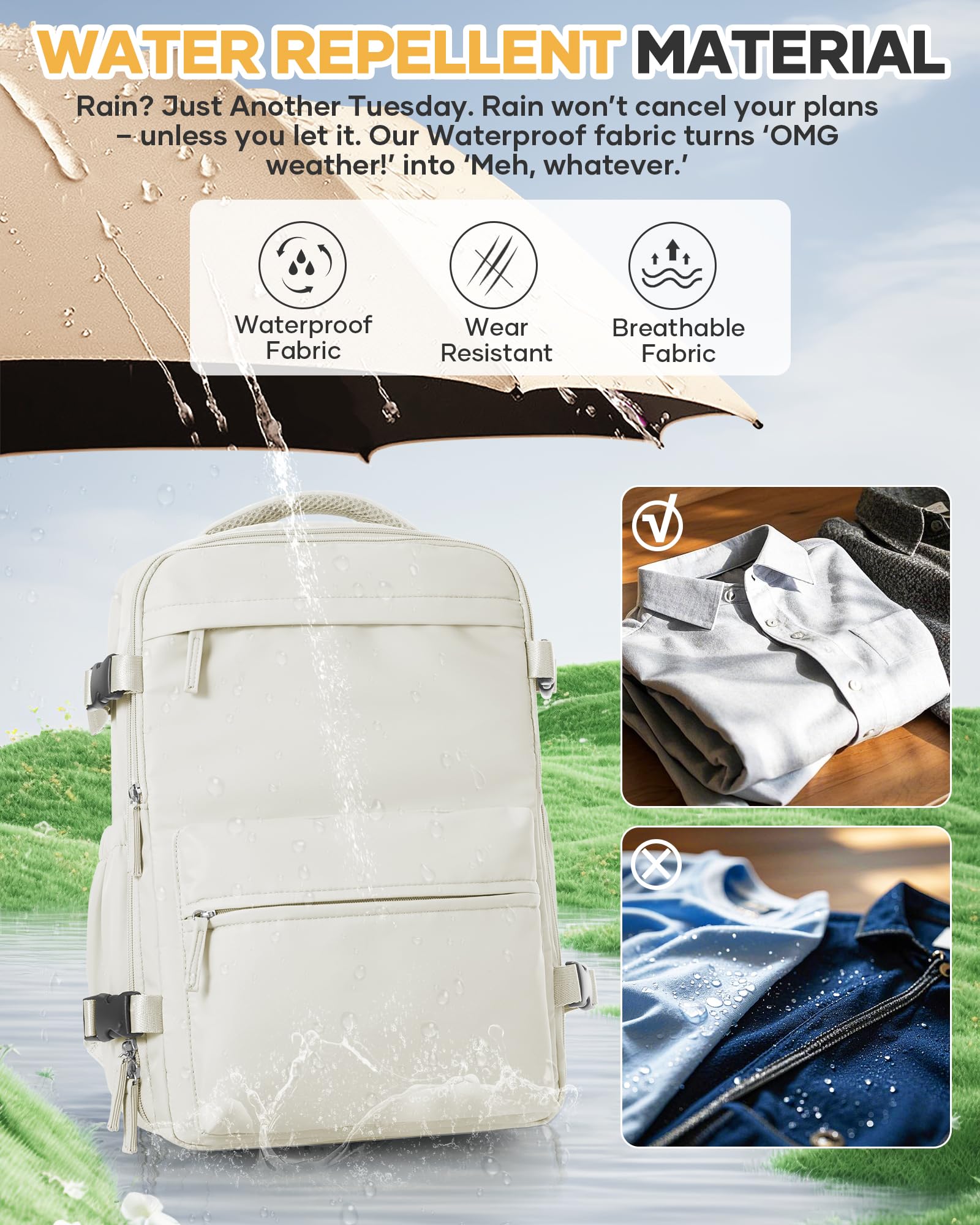 KEYEMP Small Backpack for Womens, Cute School Bag for Teen Girls College Middle High Elementary School Students Aesthetic Casual Daypack Simple Basics 14 inch Bookbag Laptop,White