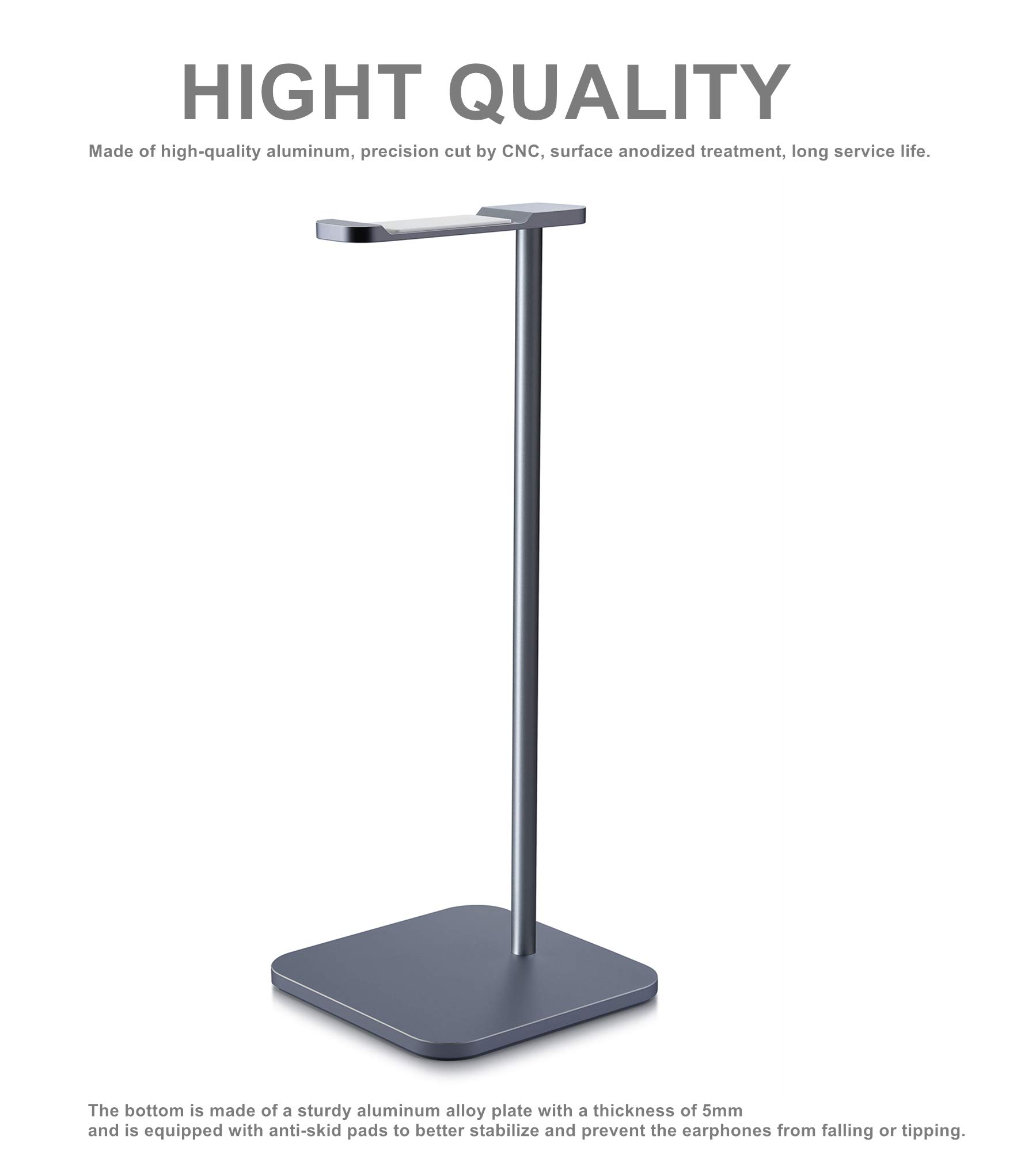 MHQJRH Aluminum Headphones Stand Holder, Suitable for Headphone Display Stands of All Gaming headsets and Wireless Headset Sizes (Space Gray)