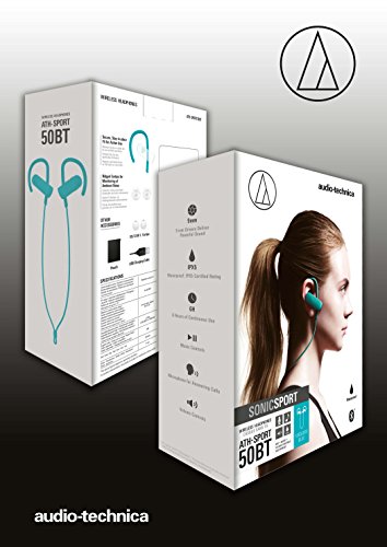 Audio-Technica ATH-SPORT50BTBK SonicSport Bluetooth Wireless In-Ear Headphones, Blue