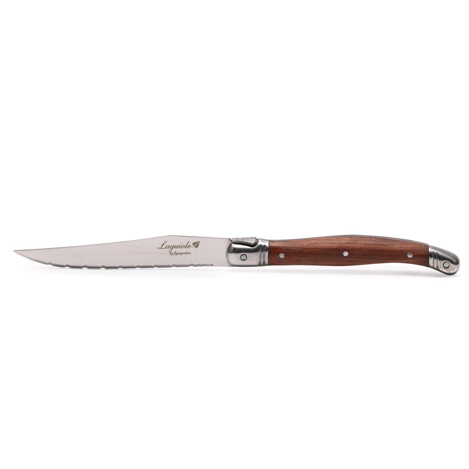 FLYINGCOLORS Laguiole Laguiole Steak Knife Set Stainless Steel Wood Handle,8 Pieces.