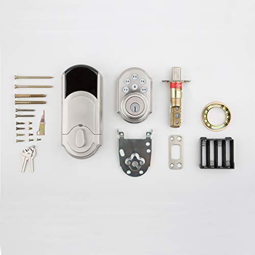 Kwikset 99100-078 SmartCode 910 Traditional Smart Keypad Electronic Deadbolt Door Lock with SmartKey Security and Z-Wave Plus, Satin Nickel