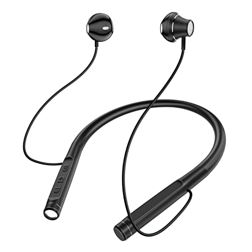 WESADN Bluetooth Headphones Neckband Wireless Earbuds with Microphone Flashlight Noise Cancelling Deep Bass 120H Playtime IPX7 Waterproof Outdoor Sports Running Headset for iPhone Android, Black
