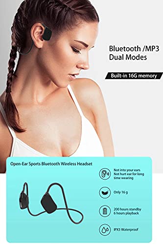AIFMY Open Ear Wireless Air Conduction Headphones for Sports, Bluetooth 5.1Not in-Ear Headset with Mic,Black
