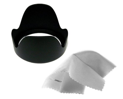 Canon Rebel T5 Pro Digital Lens Hood (Flower Design) (72mm) + Nw Direct Microfiber Cleaning Cloth.