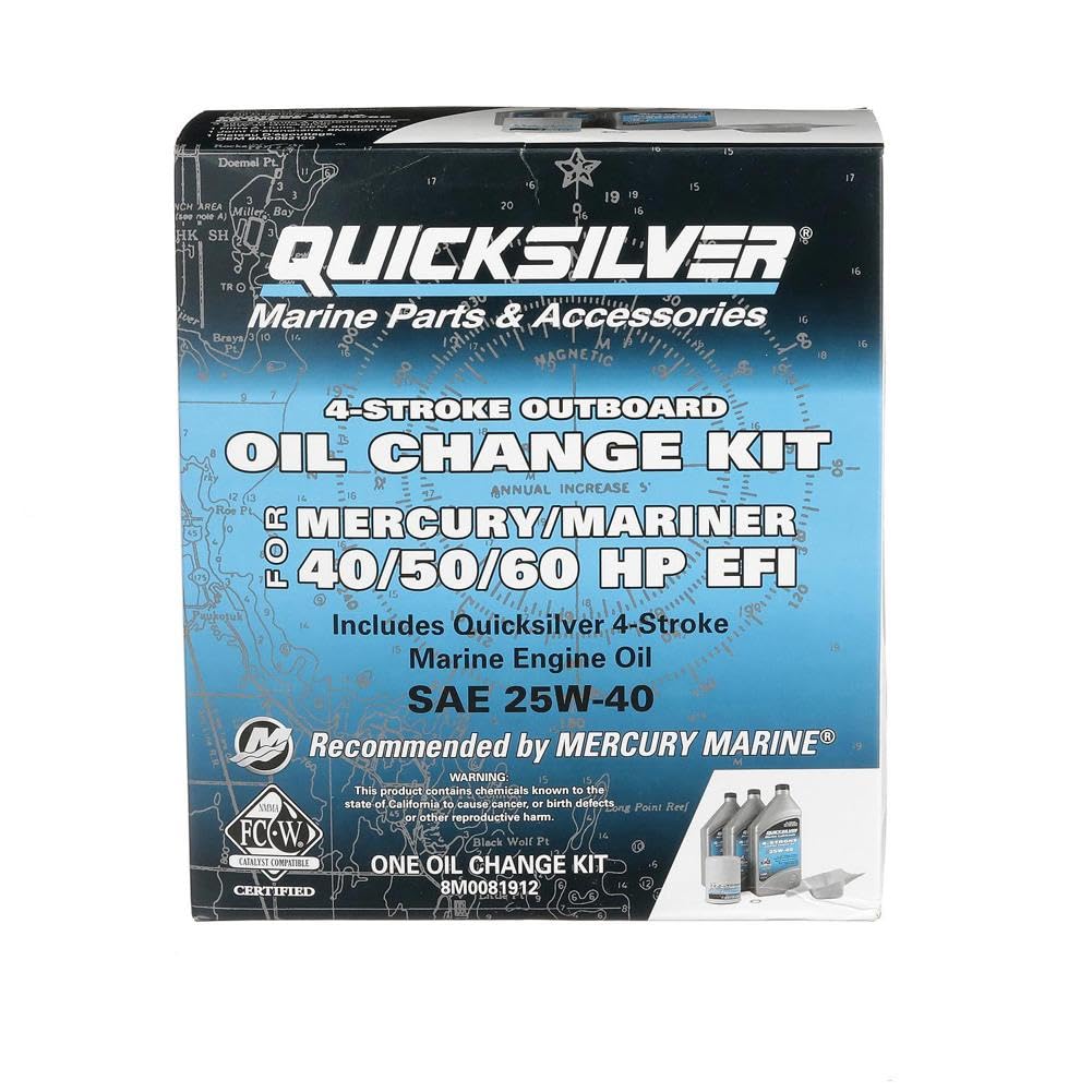 Quicksilver 25W-40 Oil Change Kit for 4-Stroke 40hp, 50hp and 60hp Mercury outboards