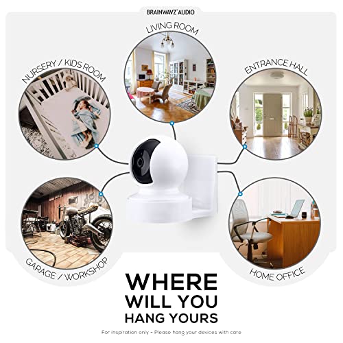 Wall Mount for Kasa EC70 Spot, Adhesive Holder for TP Link Spot Smart Security Camera, Installs in Minutes, No Mess Hanger Bracket by Brainwavz (White)