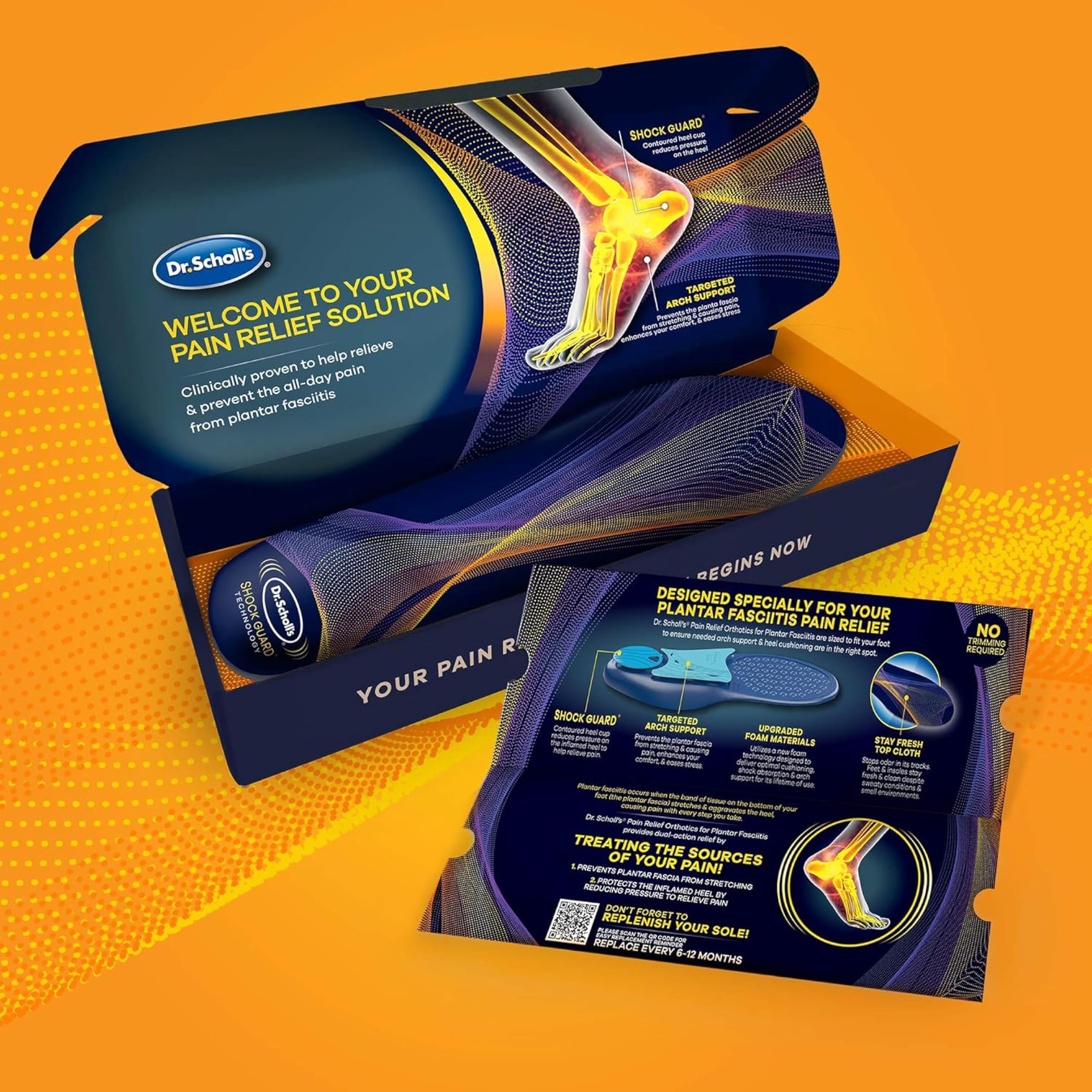 Dr. Scholl's Plantar Fasciitis Sized to Fit Pain Relief Insoles // Shoe Inserts with Arch Support for Men and Women, 1 Count