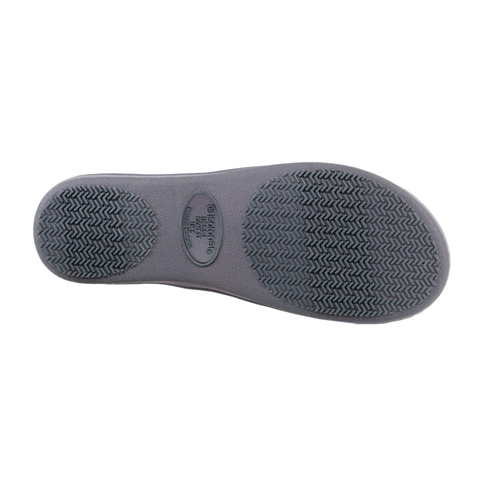 isotoner Women's Premium Knit Slide Slippers-Moisture-Wicking Lining, Rubber Indoor/Outdoor Sole, Ash, 7-8