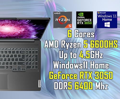 Lenovo IdeaPad 5 Pro 16" Slim Laptop, 16:10 QHD+ 120Hz IPS 350Nits 100% sRGB Display, R5-6600HS, RTX 3050, TÜV, Backlit KB, Win 11 W/Mouse Pad(16GB RAM-2TB SSD)