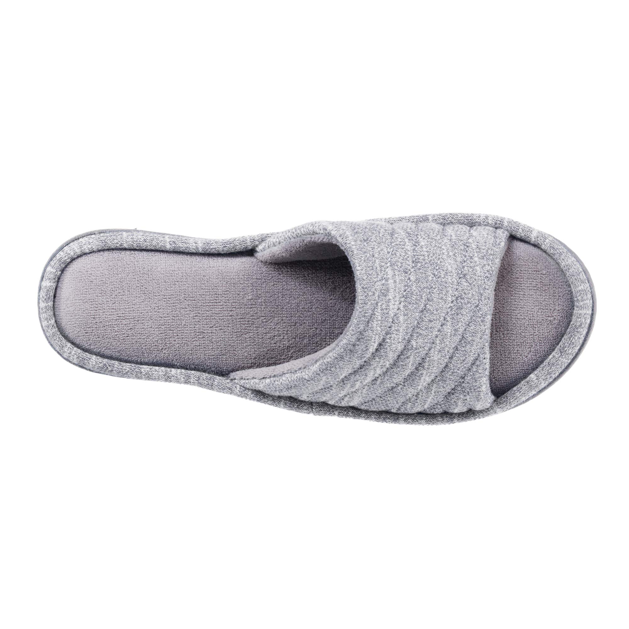 isotoner Women's Premium Knit Slide Slippers-Moisture-Wicking Lining, Rubber Indoor/Outdoor Sole, Ash, 7-8
