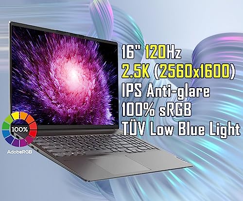 Lenovo IdeaPad 5 Pro 16" Slim Laptop, 16:10 QHD+ 120Hz IPS 350Nits 100% sRGB Display, R5-6600HS, RTX 3050, TÜV, Backlit KB, Win 11 W/Mouse Pad(16GB RAM-2TB SSD)