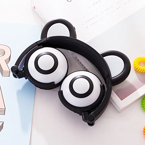 GZCRDZ Kids Headphones Bear Ear-Inspired USB Rechargeable LED Backlight,Wired On/Over Ear Gaming Headsets 85dB Volume Limited for Girls,Boys,Compatible for Kids Tablet,iPad,iPhone,Android,PC(Black)