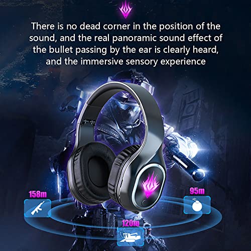 T2 Gaming Headset Bluetooth Headphone Sporting Game Luminous Dual Mode Bluetooth Headphones 5.2 Can Support Tf- Card Mode Earmuffs Light Weight