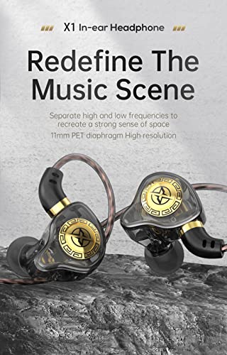 FEDAI Wired Earphones with Microphone X1 in Ear Monitors Headphones Earbud IEM Comfortable,Earfins,3.5mm Plug for Computer Mobile PC Game,Sport Earbuds for Workouts Running(Blue, with mic)