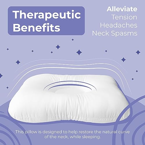Jestik Oval Center Cervical Pillows: Neck & Cervical Orthopedic Pillows for Back and Side Sleepers - Posture Pillow with Ergonomic Oval Center for Shoulder, Back, and Neck Pain Relief (Petite)