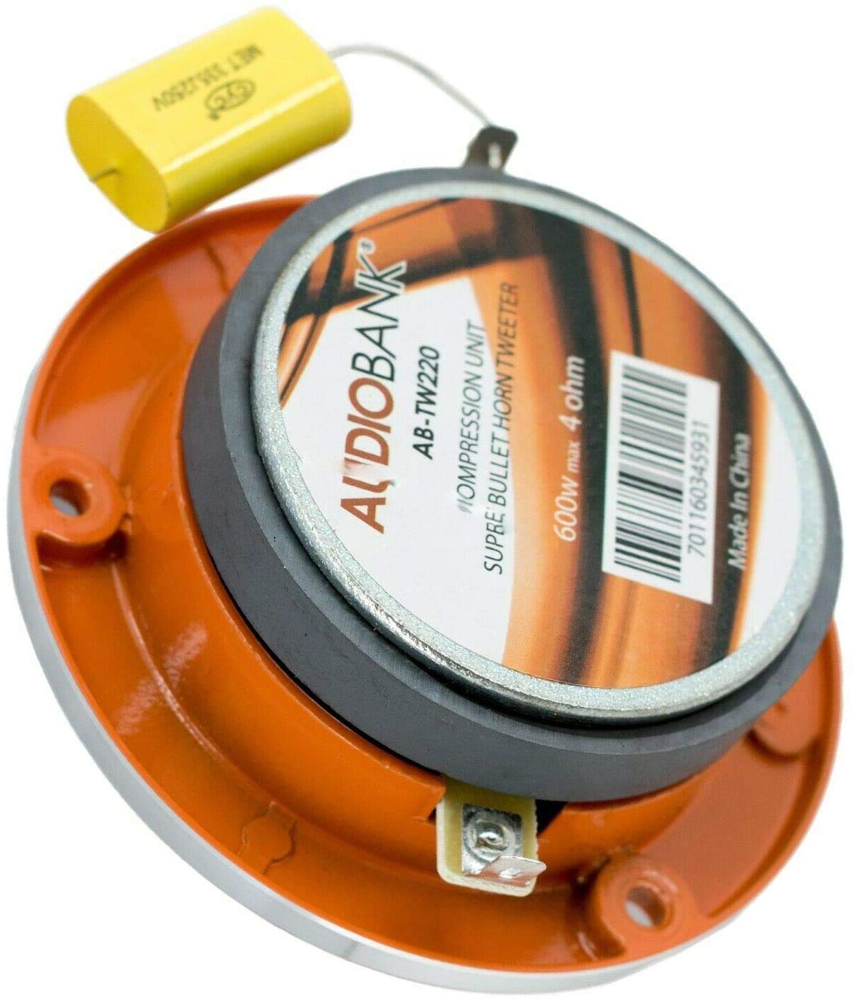 2 Pairs of Audiobank AB-TW220 Size: 3.75" / Peak Power: 600W / Frequency Response: 2000 Hz - 20000 Hz Aluminum Dome Car Audio Heavy Compression Super Horn Tweeters