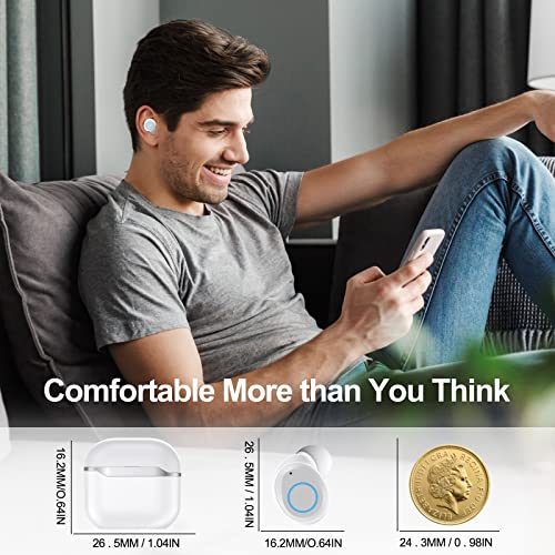 Wireless Earbud, Bluetooth 5.1 Headphones Sports Bluetooth Earbud with Deep Bass, Wireless Earphones in-Ear with Microphone USB-C Charging, IPX7 Waterproof Noise Cancelling Earbud for Running White