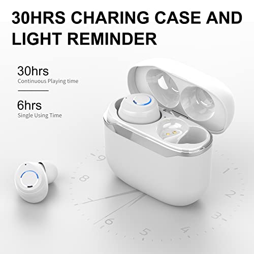 Wireless Earbud, Bluetooth 5.1 Headphones Sports Bluetooth Earbud with Deep Bass, Wireless Earphones in-Ear with Microphone USB-C Charging, IPX7 Waterproof Noise Cancelling Earbud for Running White
