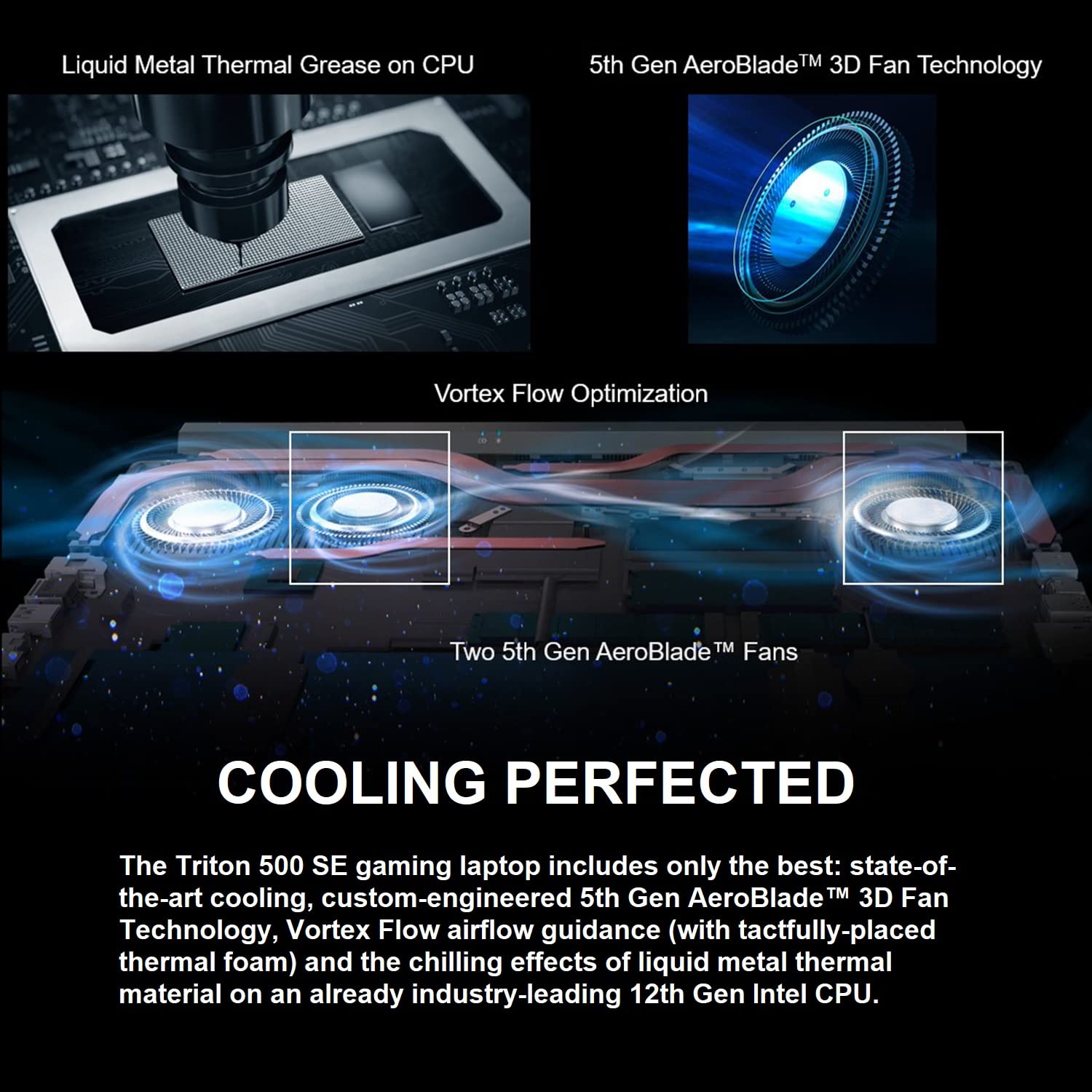 Acer Predator Triton 500 SE Gaming/Creator Laptop | 12th Gen Intel i7-12700H | GeForce RTX 3070 Ti | 16" WQXGA 240Hz G-SYNC Display | 16GB LPDDR5 | 1TB Gen 4x4 SSD | Killer Wi-Fi 6E | PT516-52s-73YD