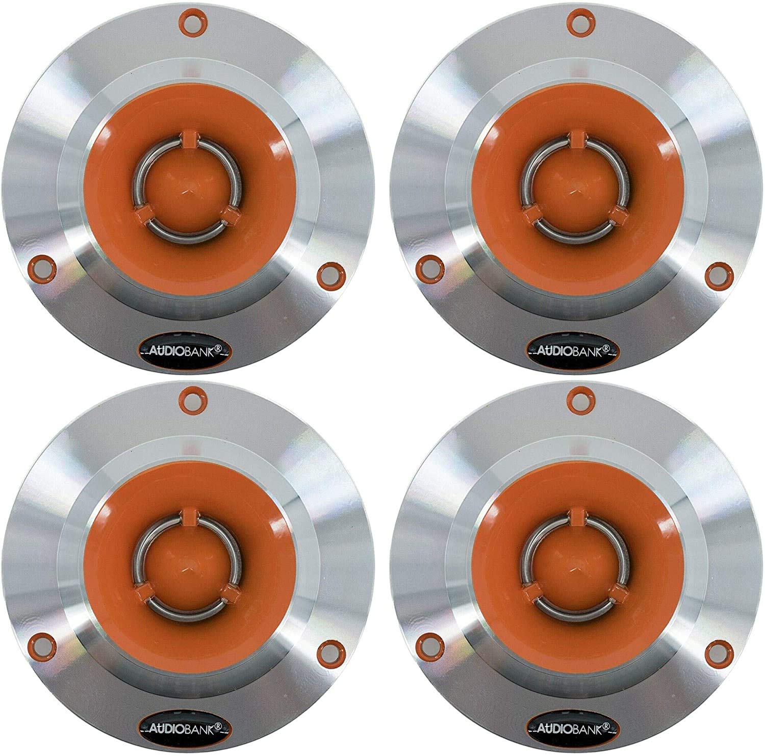 2 Pairs of Audiobank AB-TW220 Size: 3.75" / Peak Power: 600W / Frequency Response: 2000 Hz - 20000 Hz Aluminum Dome Car Audio Heavy Compression Super Horn Tweeters