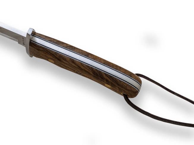 Joker Bowie CN96 Hunting Knife. Knife with Walnut Wood Handle and Full Tang Stainless Steel Mova Blade of 5.7 inches. Includes brown leather sheath