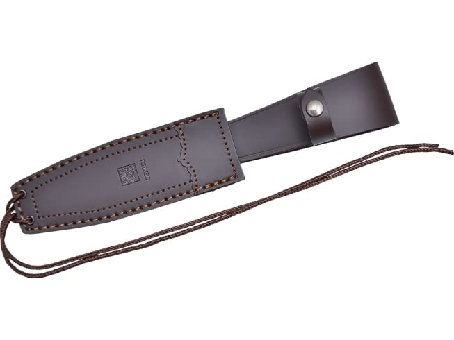 Joker Bowie CN96 Hunting Knife. Knife with Walnut Wood Handle and Full Tang Stainless Steel Mova Blade of 5.7 inches. Includes brown leather sheath