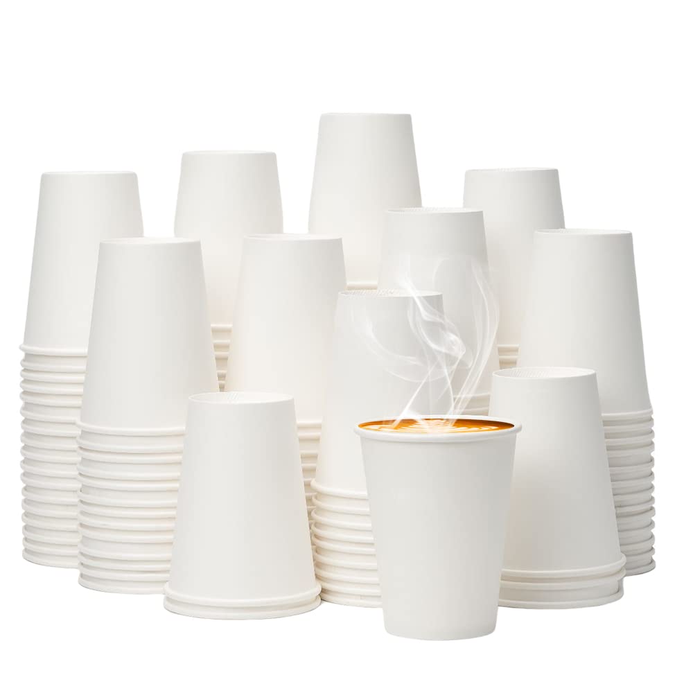 YEEHAW [12 oz 300 pack] Coffee Cups, White Disposable Paper Cups, To Go Hot Cups for Coffee, Hot Liquid, Chocolate, Juice, Tea, Hot/Cold Beverage Drinking Cup, Ideal for Cafes, Bistros, Businesses