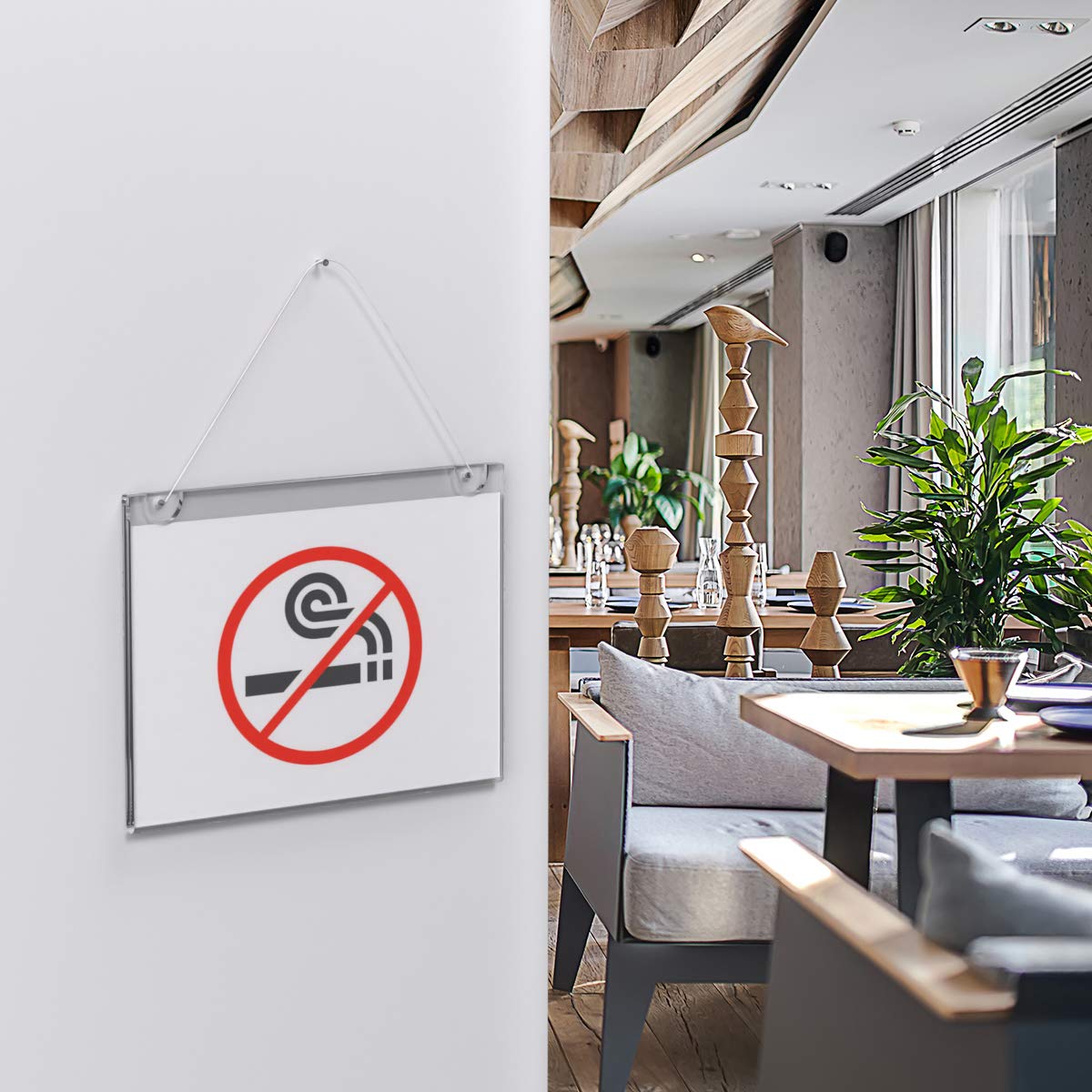HIIMIEI Acrylic Wall Mount Sign Holder 8.5 x 11 Horizontal 12 Pack , Clear Paper Document Holder, Wall Mount Ad Frame with 3m Tape Adhesives & Screws for Office, Home, Store, Restaurant