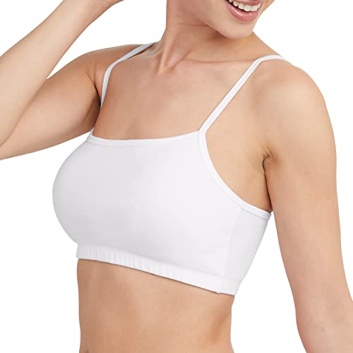 Hanes Women's String Cotton 3-pack Bralette, Black/Fantastic Fuchsia/White, Medium