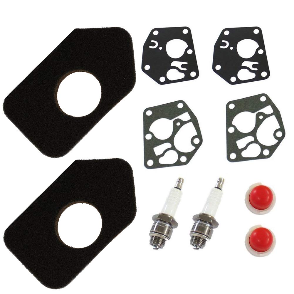 HIFROM Replacement Black Air Filter Carburetor Diaphragm Gasket Primer Bulb with Spark Plug for 3.5-4.5 HP Classic Sprint Quattro Engine