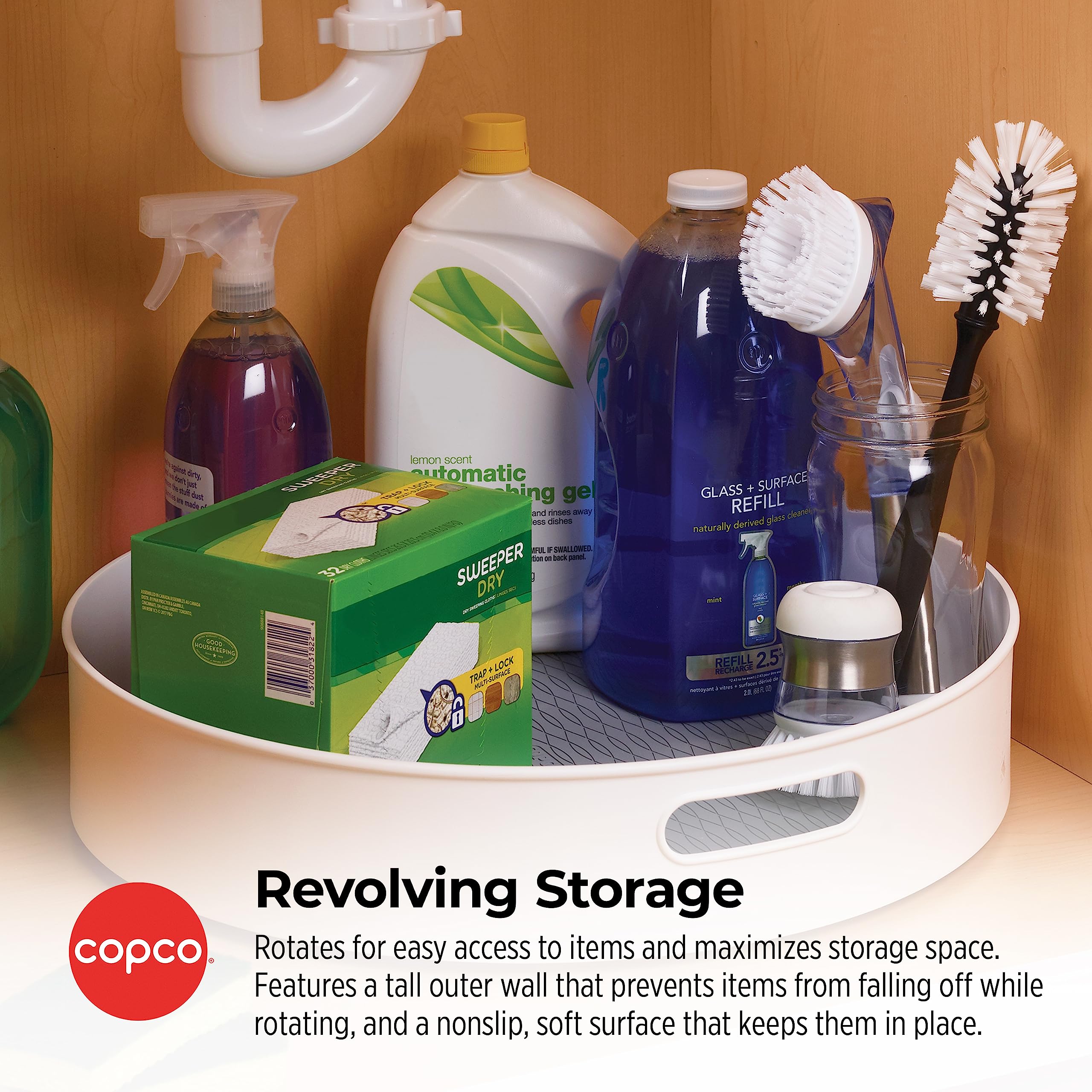 Copco Non-Skid Under-Sink Pantry Cabinet Kitchen Organizer, 18-Inch, White/Gray 2